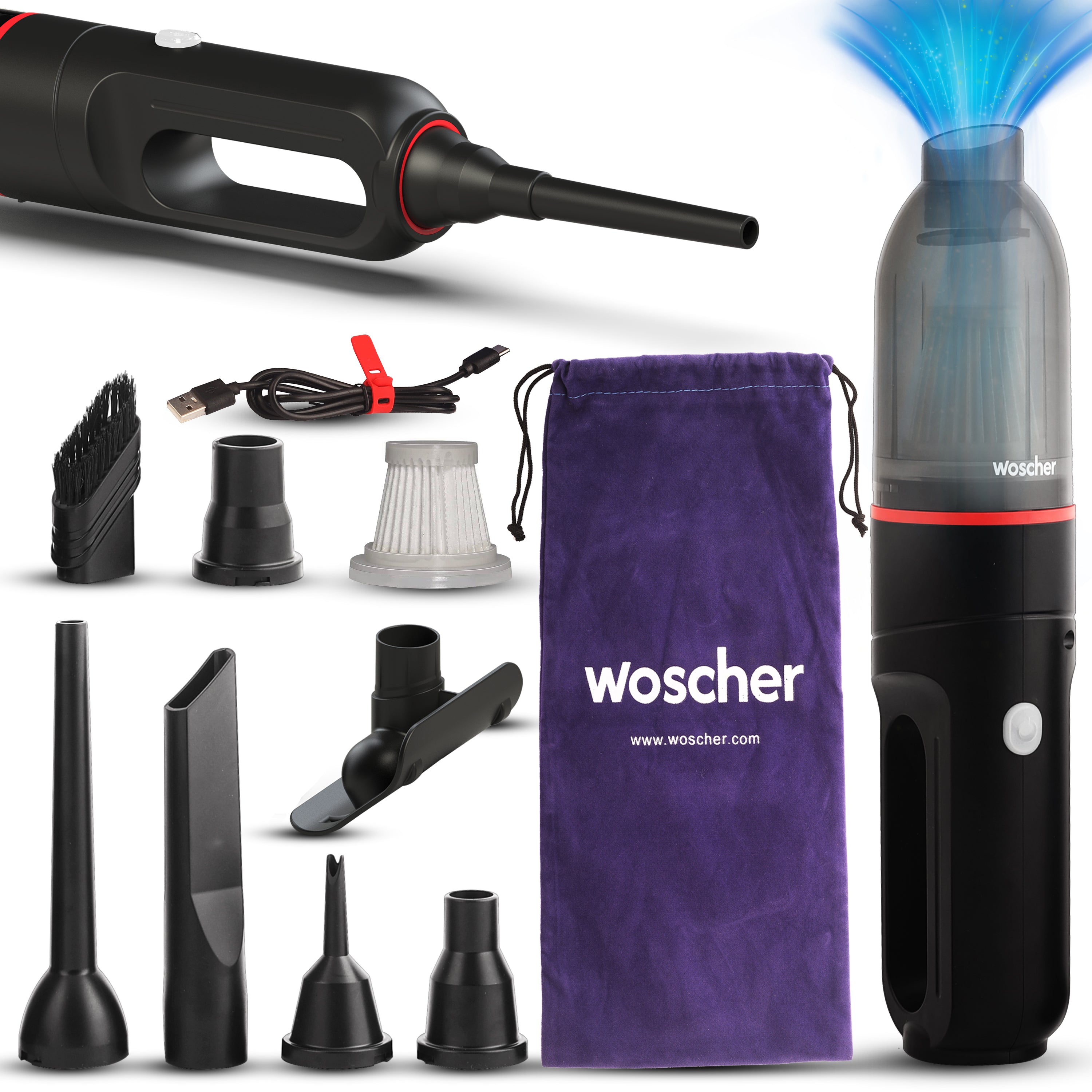 WOSCHER 3003 Cordless, 2-in-1 Rechargeable Vacuum Cleaner & Blower for ...